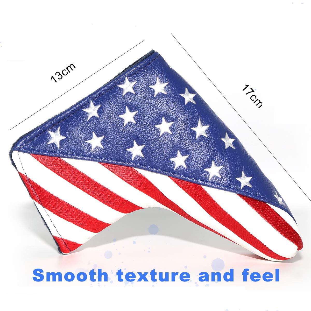 Red Blue White USA Flag Golf Blade Putter Cover Headcover Club Protective Magnetic Thick Synthetic Leather (Little Star)