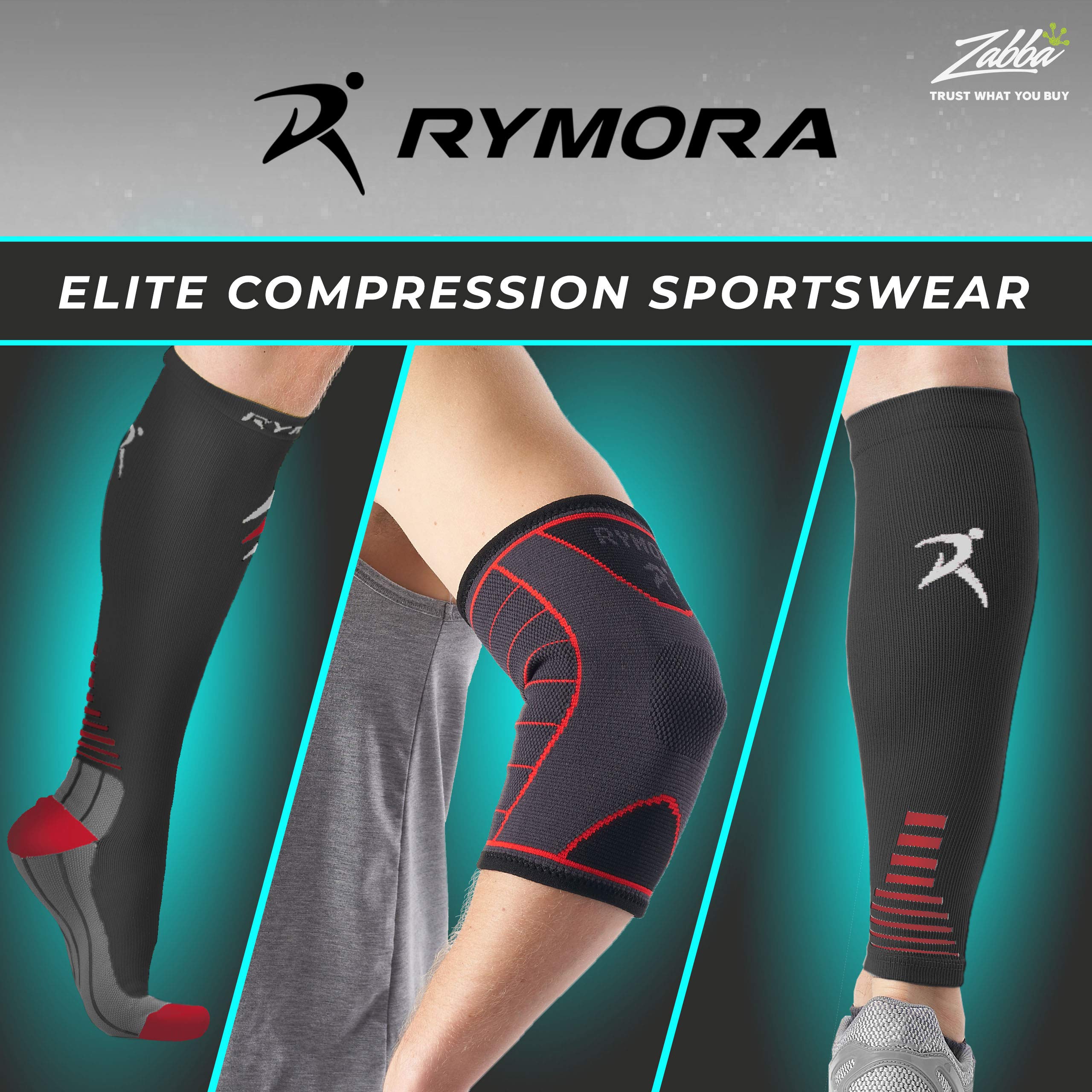 Rymora Knee Support Brace Compression Sleeves, Orthopedic Brace for Men and Women for Ligament Injury, Joint Pain Relief, Running, Arthritis, ACL, MCL, Sport (XL, Black, 1)