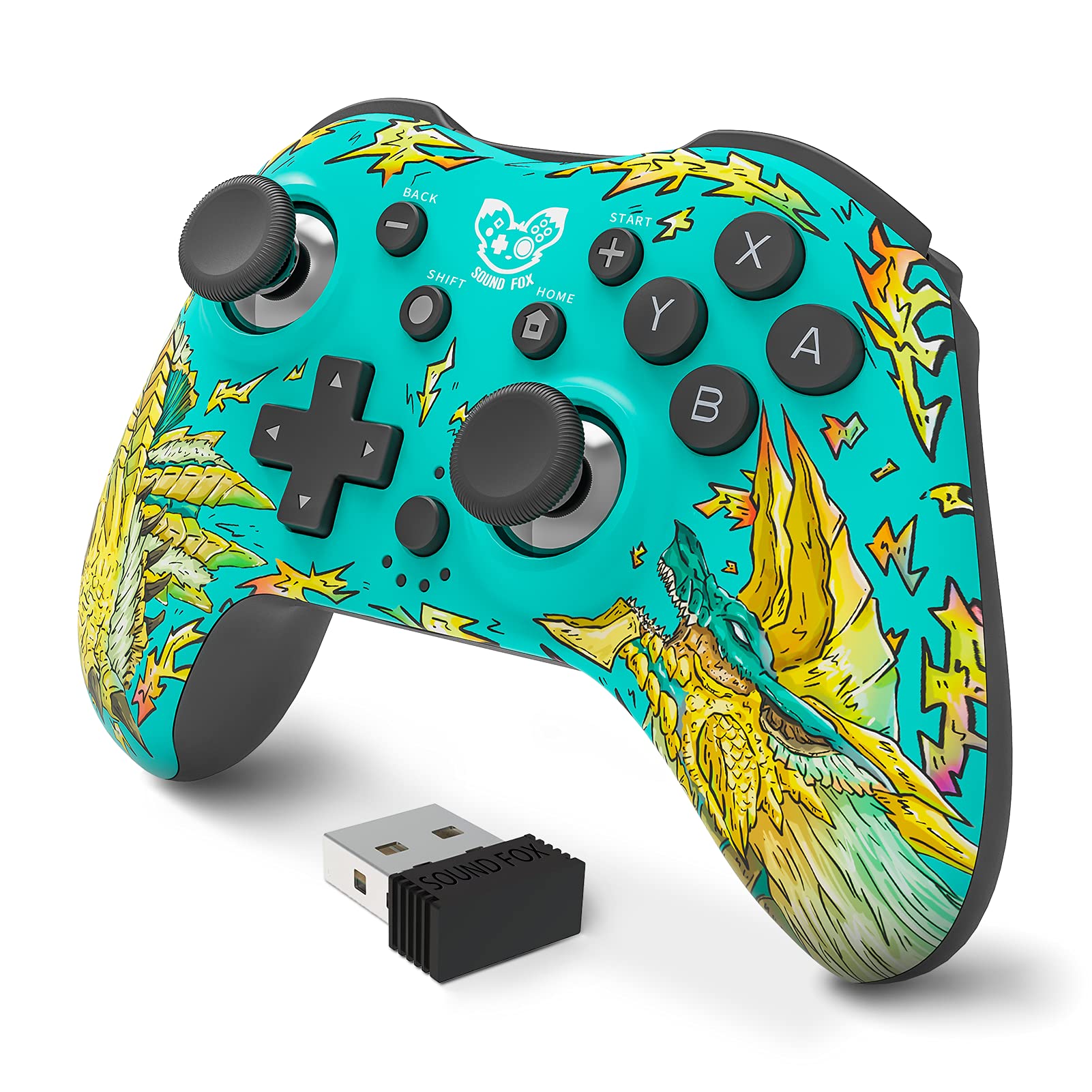 SOUND FOX Wireless Game Controller for Nintendo Switch//Lite/PC, Wireless Pro Gamepad with Magnetic Cover Design Support Vibration/Turbo/Macro/360° Motion Control/Wake/Screenshot Function