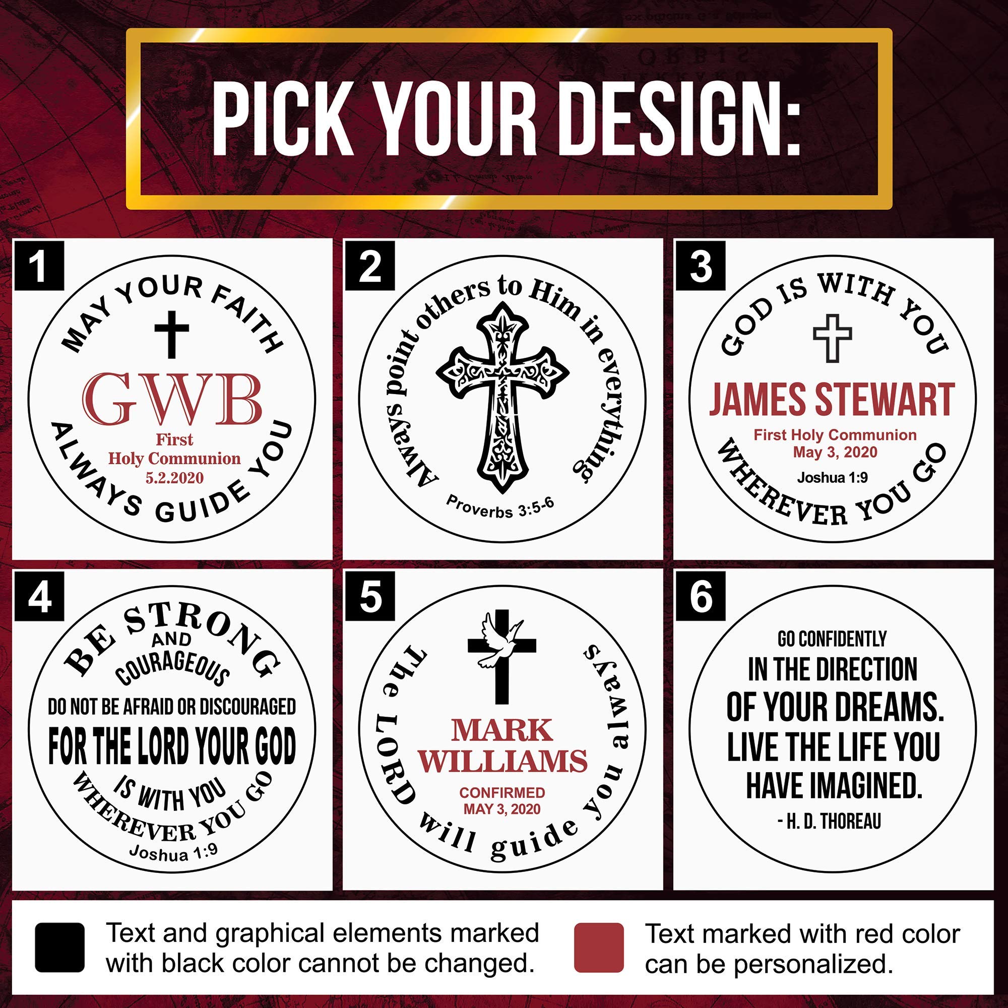 Personalized Christening Gift (6 Designs) - God is with You - Baptism Gift for a Boy or Girl, Unique Religious Gift, Baby Keepsake, Engraved Antique-Style Compass with a Cross in a Gift Box
