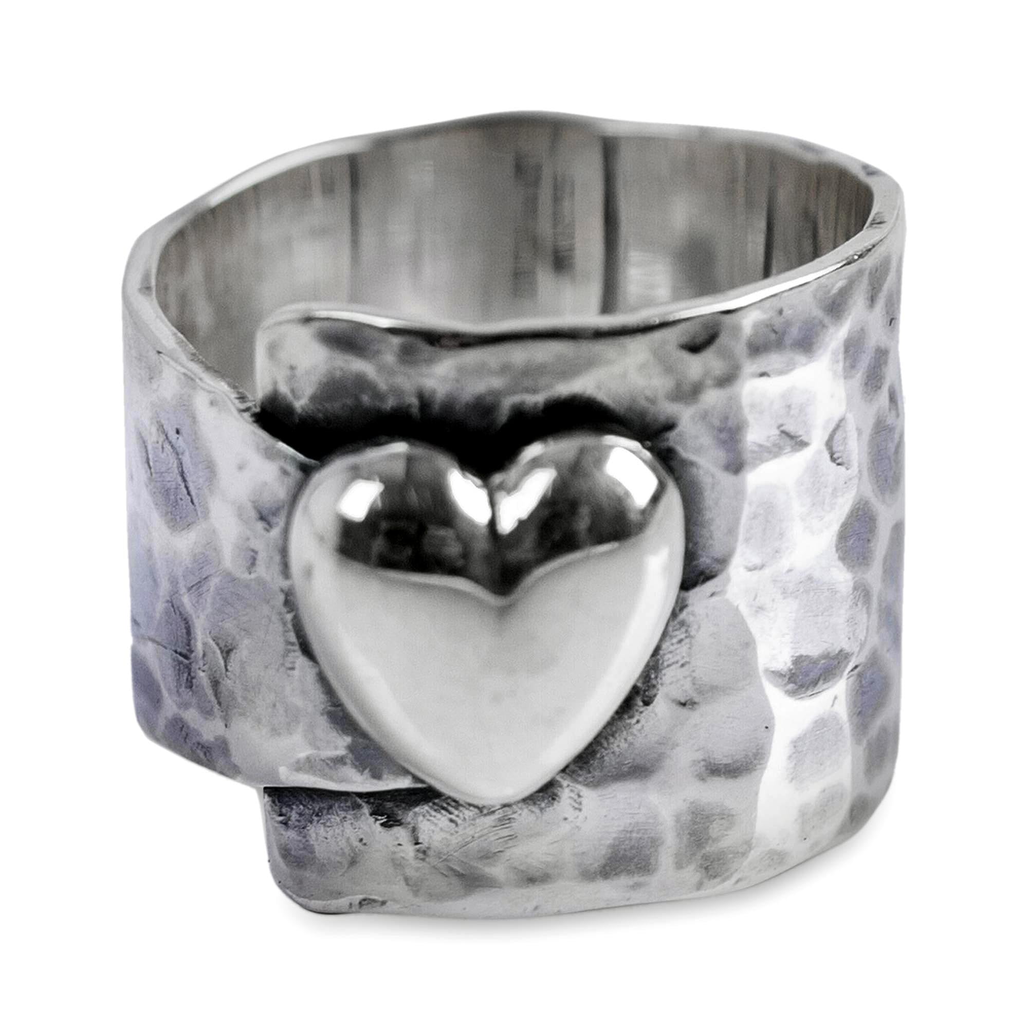 NOVICA Artisan Handcrafted .925 Sterling Silver Cocktail Ring Heart Theme Andean Peru Romantic 'Heartfelt Hug'