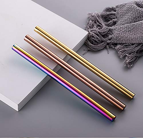 Sunwinc 100Pack Reusable Boba Straws&Jumbo Smoothie Straws-0.5" Wide. Stainless Steel 18/10 Extra Wide Reusable Metal Straws,Fat Boba Straws for Bubble Tea,Milkshakes,Jumbo Drinks (Rainbow-100Pack)