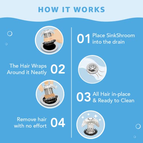 SinkShroom Ultra Revolutionary Bathroom Sink Drain Protector, Stainless Steel with Stopper