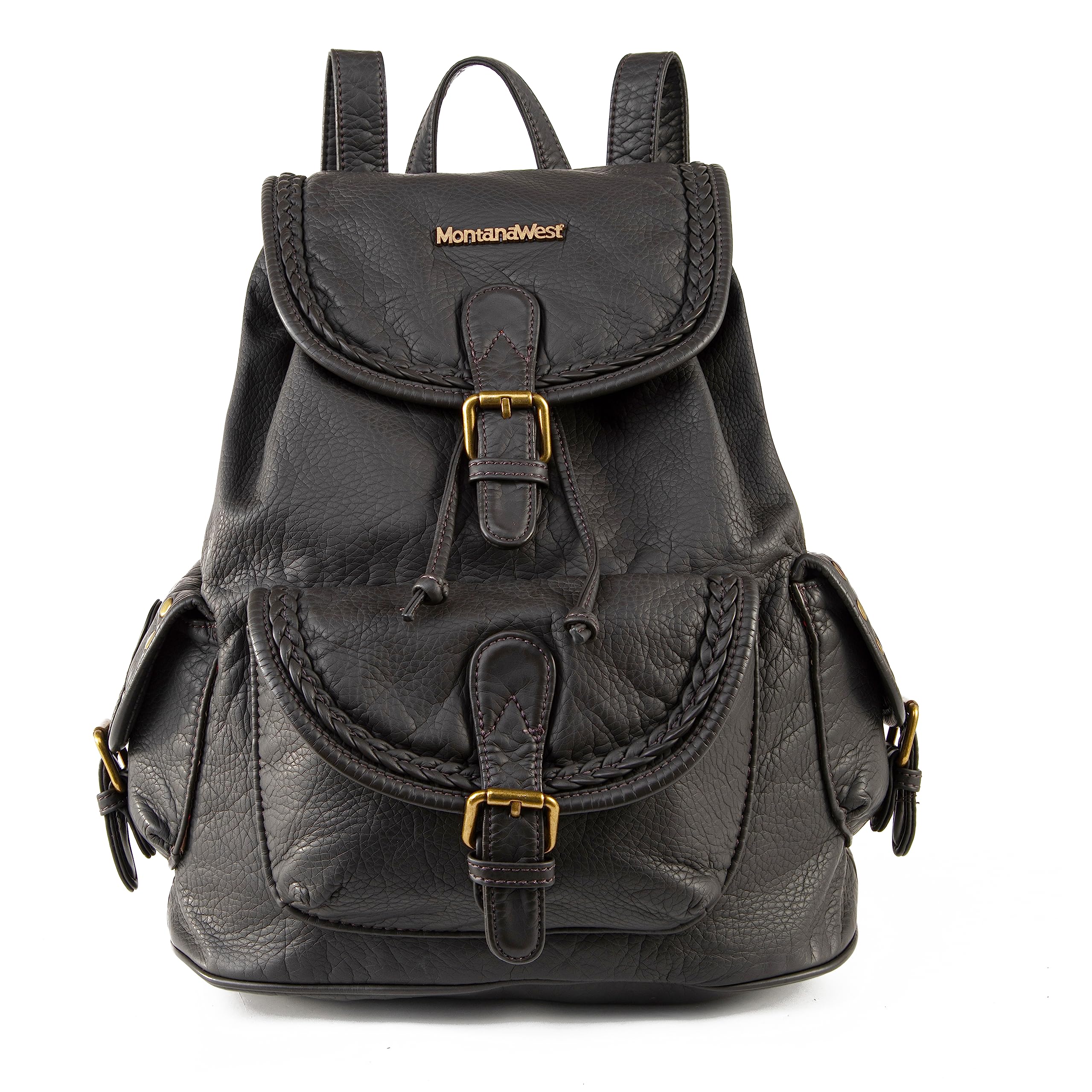 Montana West Rivet Vegan Leather Backpack for Women, Casual Daypack Shoulder Bag Purse with Hook for Travel MWC-191BK