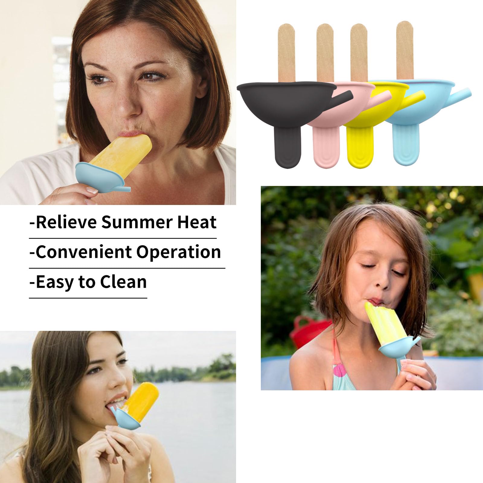 Silicone Popsicle Molds Drip Free Popsicle Holder With Straw Reusable Easy Release Ice Pop Maker BPA Free Homemade Popsicle Mold with Cleansing Brush and Popsicle Sticks (Gray)