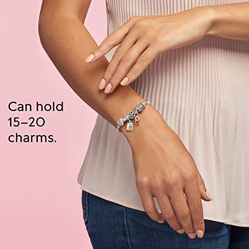 PANDORA Silver Bracelet W/Rose Pave Heart Clasp