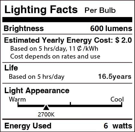 SHACHENG T10 LED Bulbs Warm White 2700K,6W Dimmable LED Tubular Edison Bulbs 60 Watt Equivalent,AC120V E26 Medium Base Lamp Bulb for Desk Lamp,Pendant Lights,Pack of 6