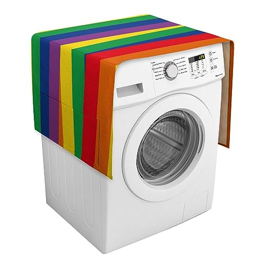 Rainbow Color Line Stroke Washer and Dryer Covers Machine Top Cover Fridge Dust Cover for Home Kitchen
