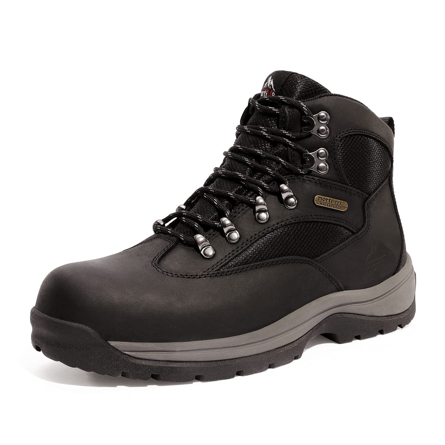 NORTIV 8 Men's Waterproof Hiking Boots Mid Ankle Leather Hiker Boots Black Size 12 M US Rockfor