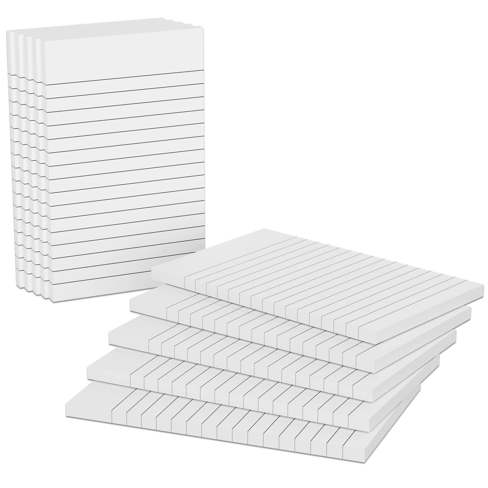 Nichela Lined Sticky Notes 6 Pack of Sticky Note Pads 3x5 Inches Sticky Notes 80gsm Quality Paper Small Sticky Notes 15 Lines Sticky Note Easy to Post for Home, School, Office (Light Yellow)