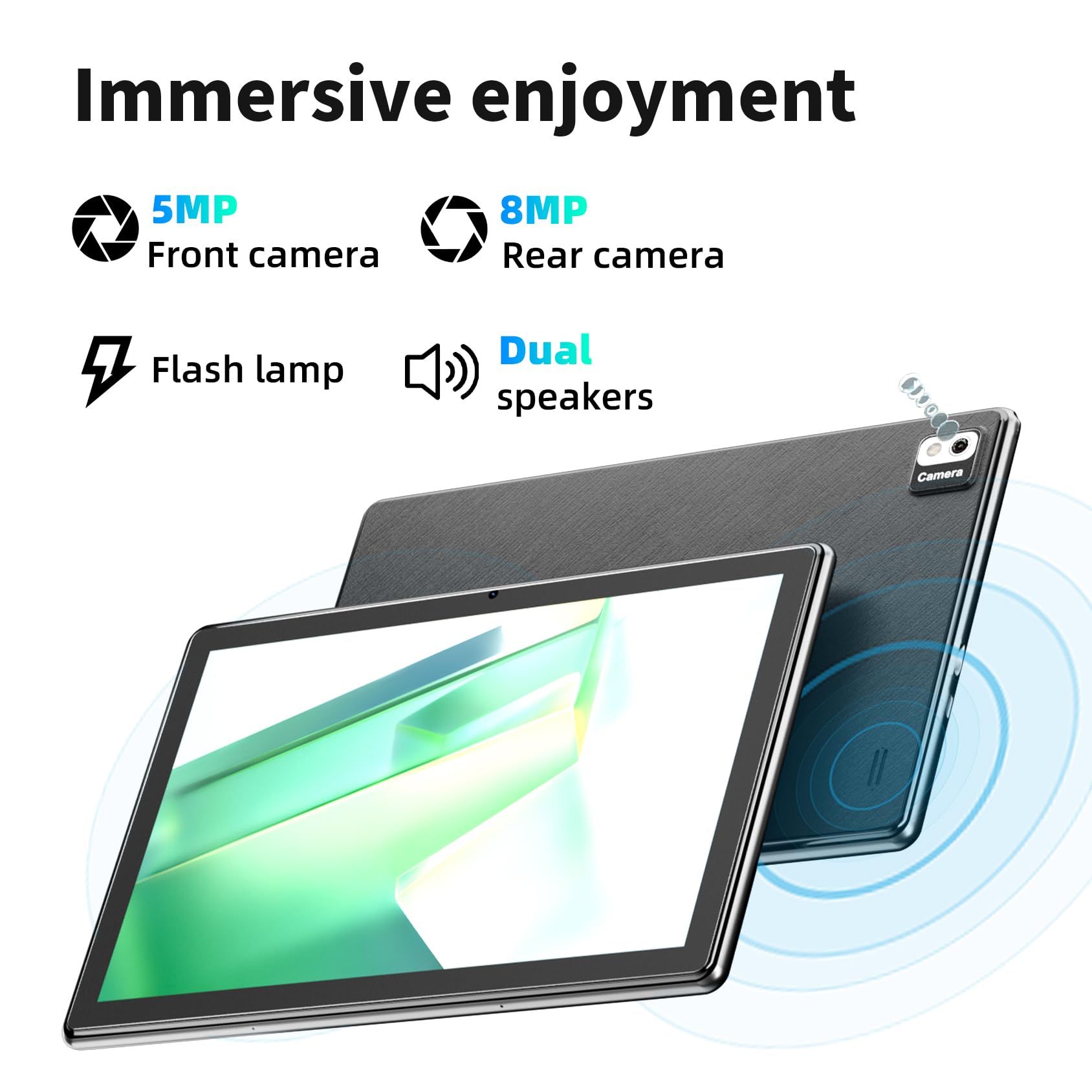 SGIN Tablet with 10.1 Inch Android 12 Tablets, 8GB RAM 128GB ROM with 1980 * 1200 IPS Display, Octa-Core A133 1.6Ghz Processor, 5MP + 8MP Camera, Bluetooth 4, WiFi, 5000mAh, GPS (Black)