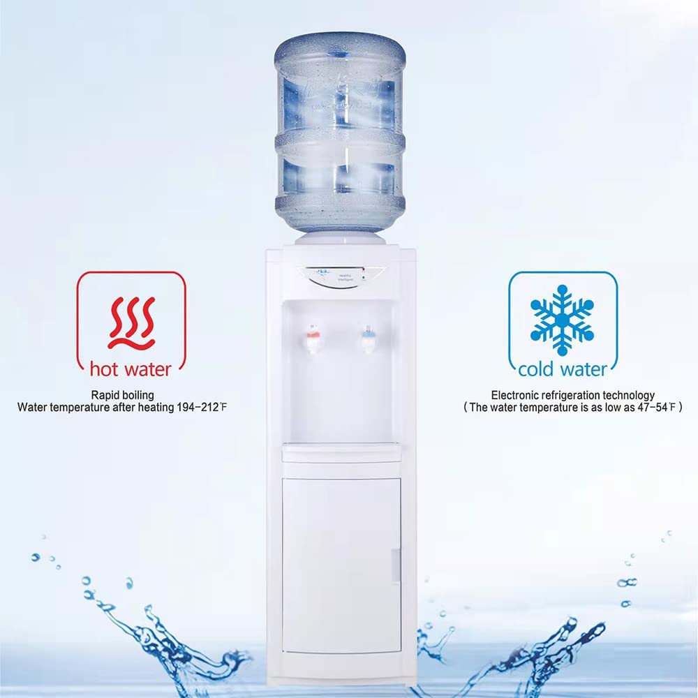 Water Cooler Dispenser, Water Cooler for 5 Gallon Bottles Top Loading Water Cooler w/Child Safety Lock&Removable Drip Tray Holds 3 Gallon Bottles for Home Office School, White