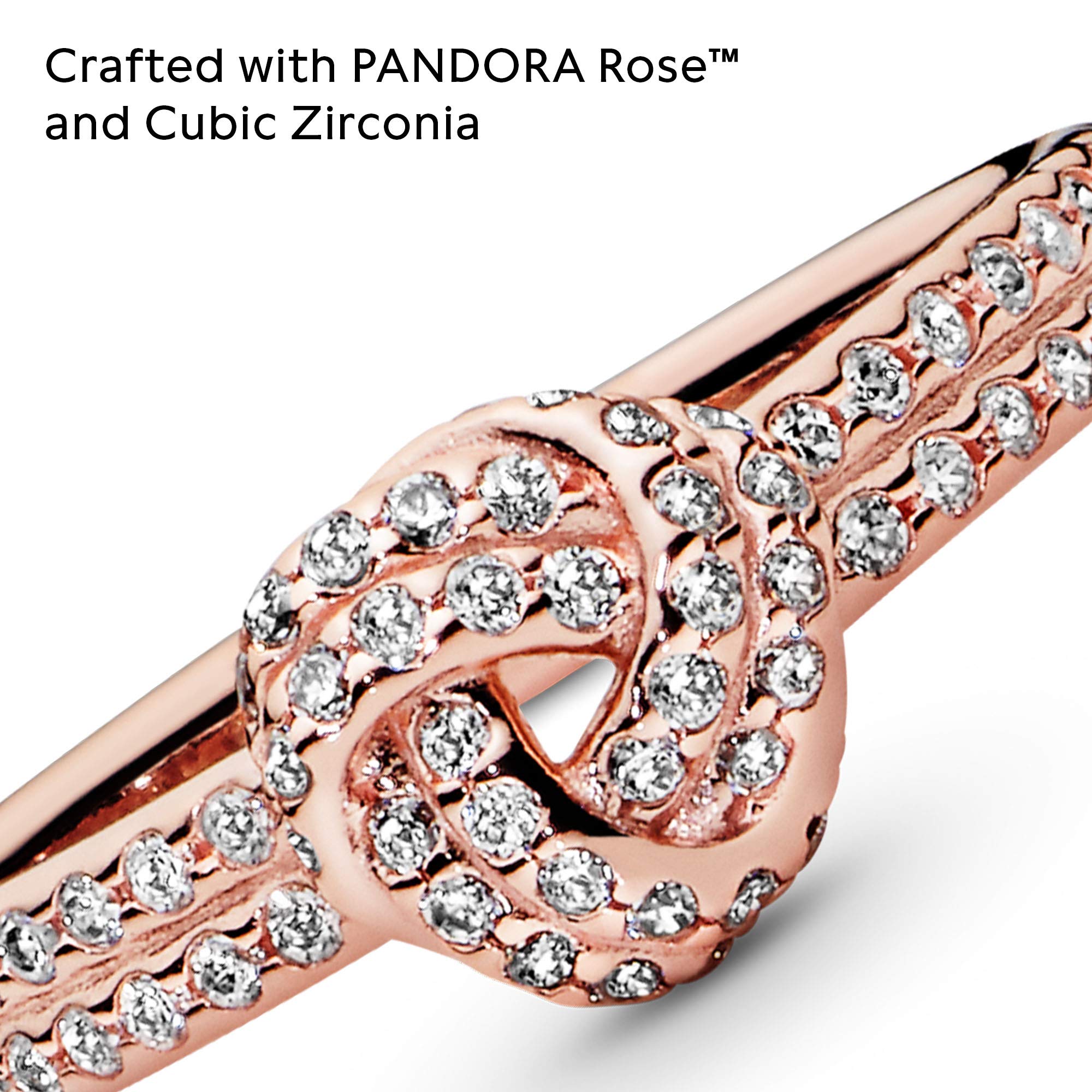 PANDORA Sparkling Love Knot Ring, PANDORA Rose, Clear Cubic Zirconia, Size 5