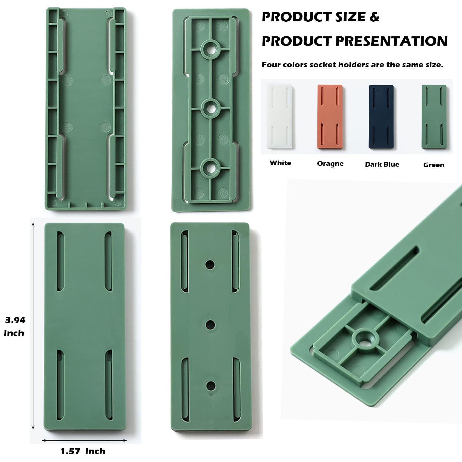 Socket Holder, Adhesive Punch-Free Socket Holder, Power Strip Holder,Power Bar Holder (8PCS)