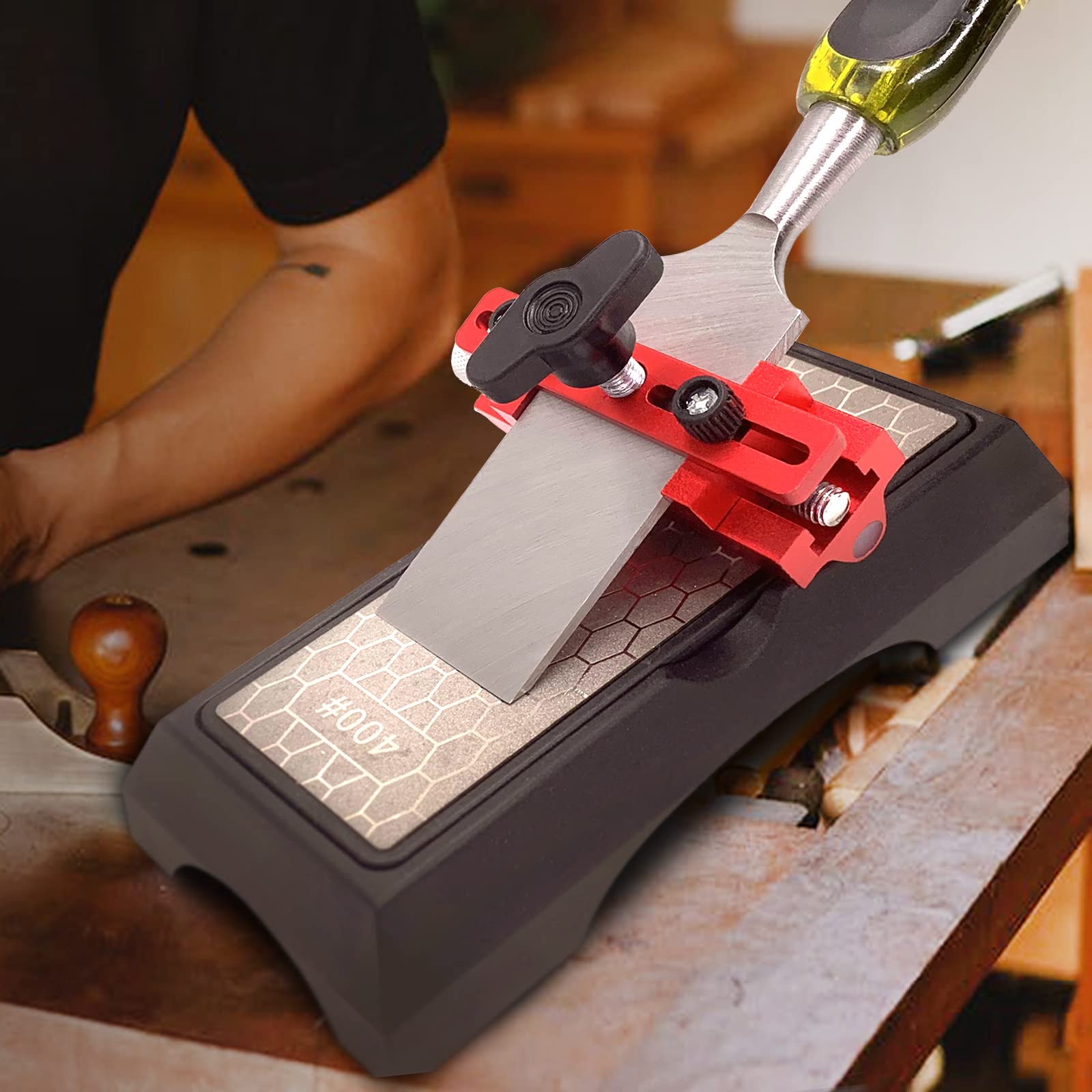 Premium Honing Guide for Chisels and Planes - Chisel Sharpening Jig with Top Reinforcement Design - Aluminum Alloy Wood Chisel Sharpening Kit