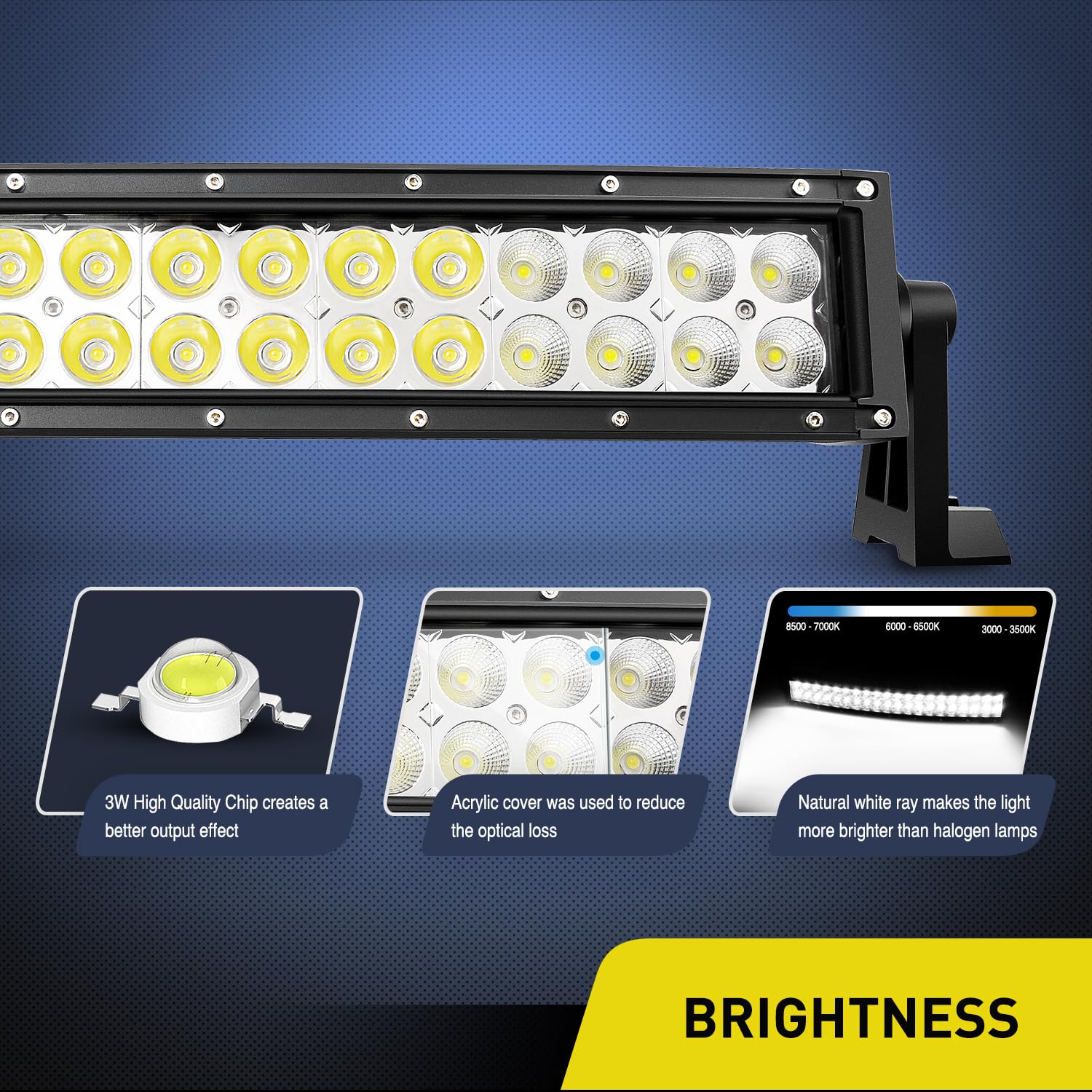 Nilight - 70015C-A LED Light Bar 22Inch 120W Curved Spot Flood Combo LED Driving Lamp Off Road Lights LED Work Light for Trucks Boat Jeep Lamp,2 Years Warranty