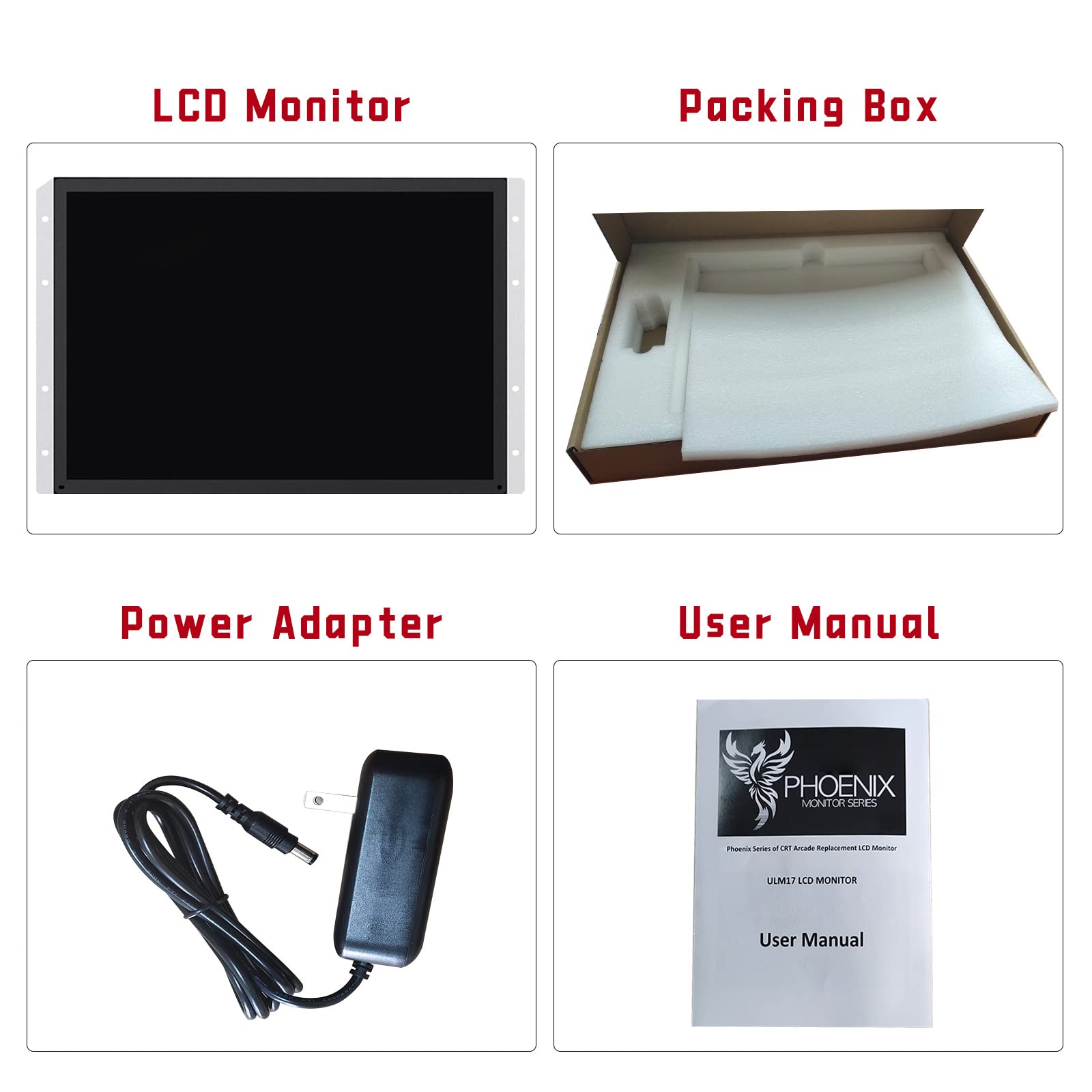 UNICO 17 Inches Arcade Screen with 4:3 Ratio, HD Replaceable Arcade Monitor Support CGA, EGA, HDMI or VGA Inputs for SNK MVSX ARCADE 1UP Creative