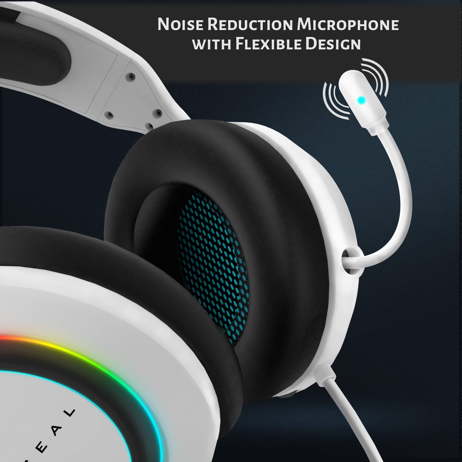 targeal Wireless Gaming Headset with Microphone - for PS5, PS4, PC, Laptop, Mac, Phone, Switch - 2.4G/Bluetooth/3.5mm Connection - RGB Gamer Headphone with Noise Canceling Mic - White