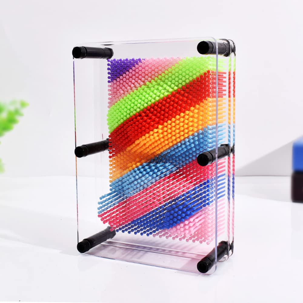 ZJMZZM 3D Pin Art Toy – Unique Rainbow Plastic Pin Art Board for Kids,3.7 * 5 inch 3D Pin Impression Sculpture Needle Toys to Inspire Imagination and Creativity for Children (Small)