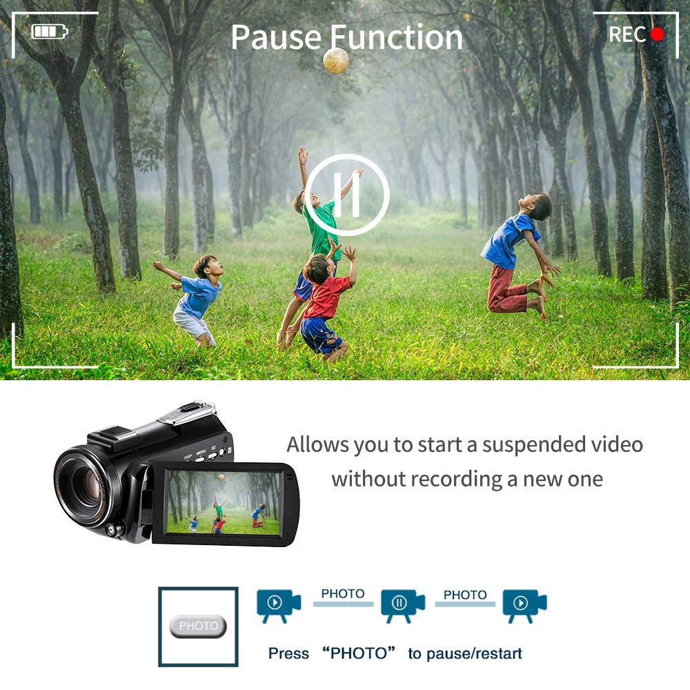 ORDRO 4K Video Camera Camcorder AC5 UHD Camcorder with 12x Optical Zoom 3.1" IPS HD 1080P 60FPS Digital WiFi Vlog Camera Camcorder with Microphone, Video Light, Wide Angle Lens and 64G SD Card