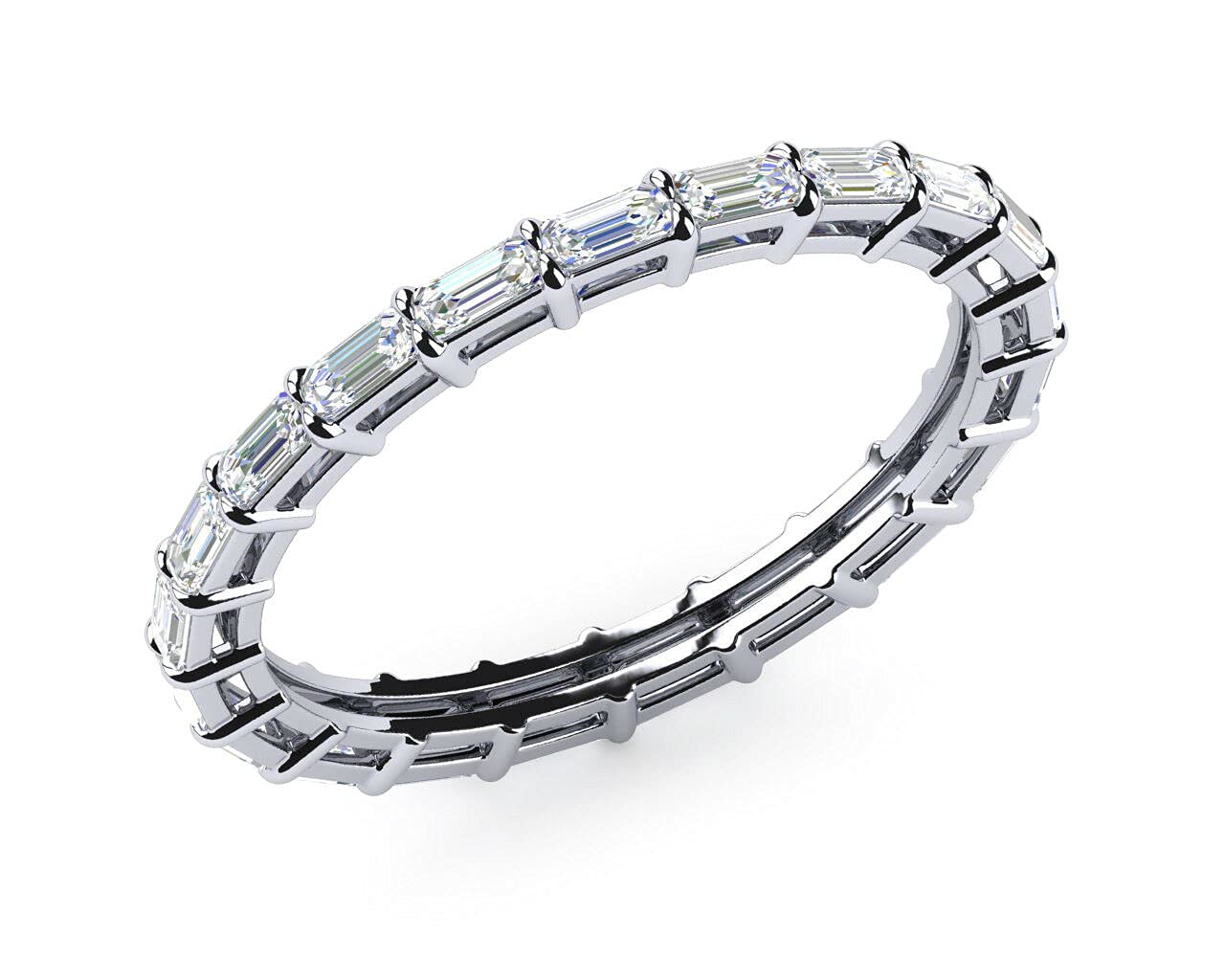 V Touch Baguette Cut D/VVS1 Diamond Full Eternity Anniversary Wedding Band Ring For Women's 14K White Gold Plated 925 Sterling Sliver (6.5)