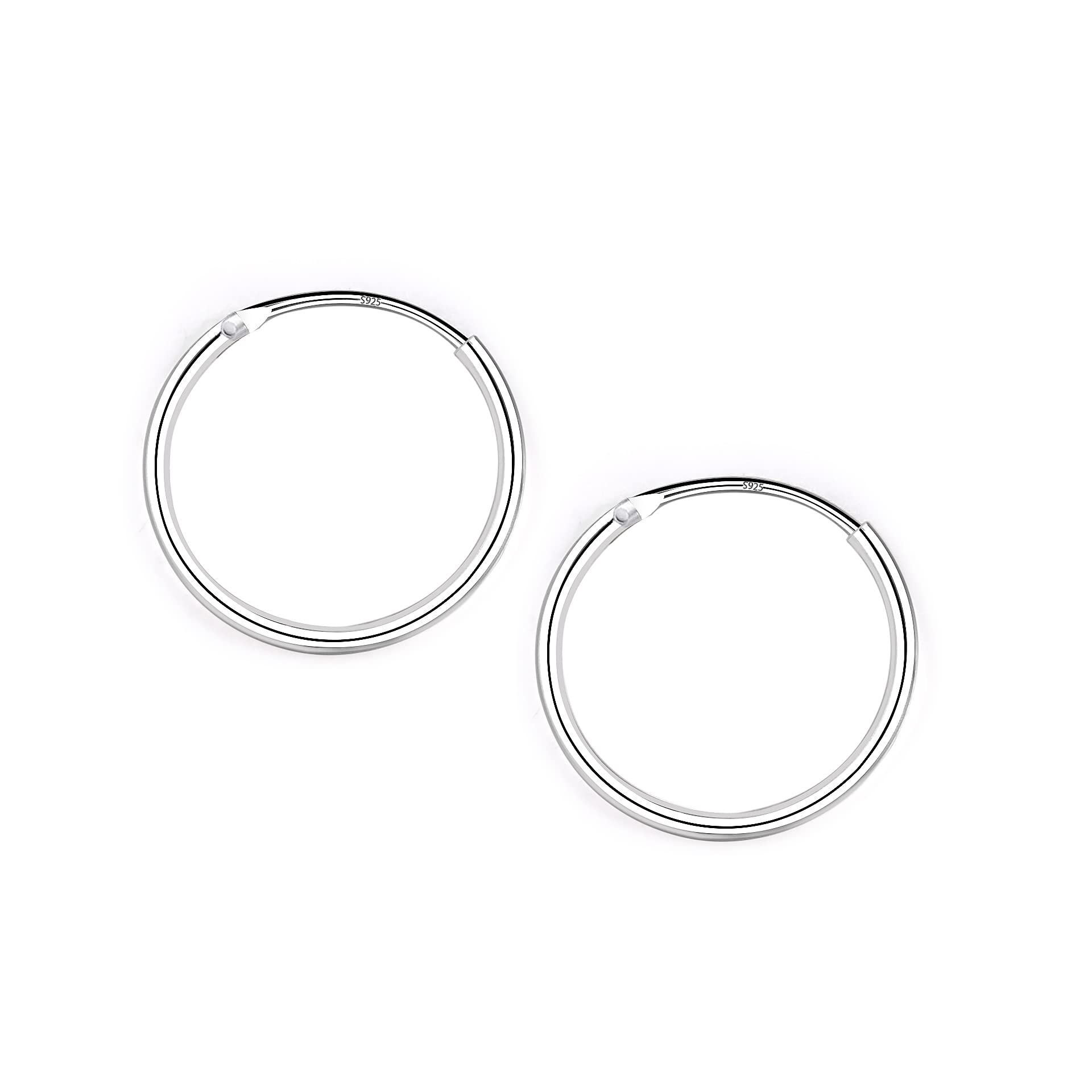 Thin 925 Sterling Silver Hoop Earring For Women Girls Men Hypoallergenic 16MM Lightweight Hoops