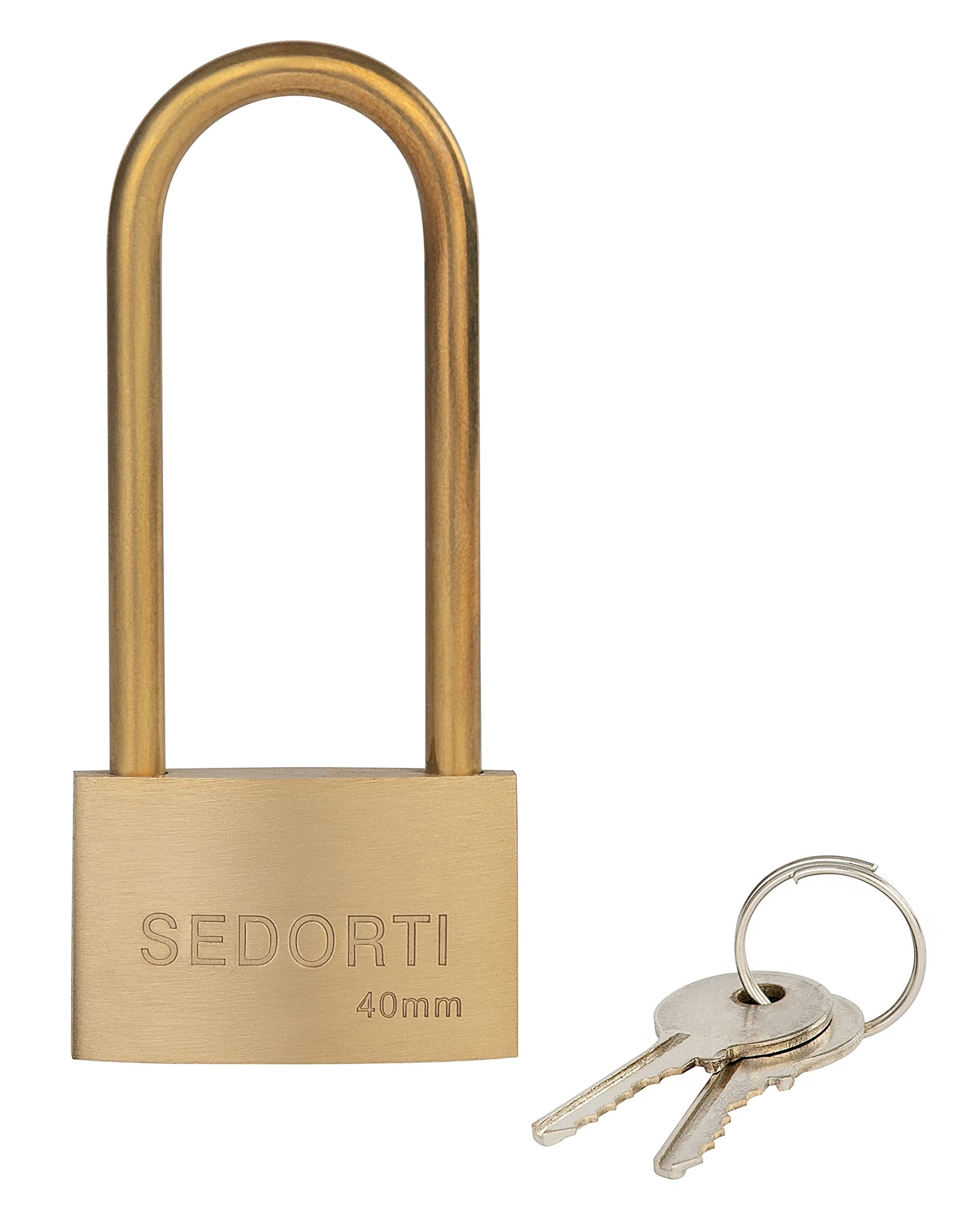 SEDORTI Weather Proof Lock, Solid Brass Padlock with Brass Long Shackle, 1-1/2" Wide, Marine Padlock