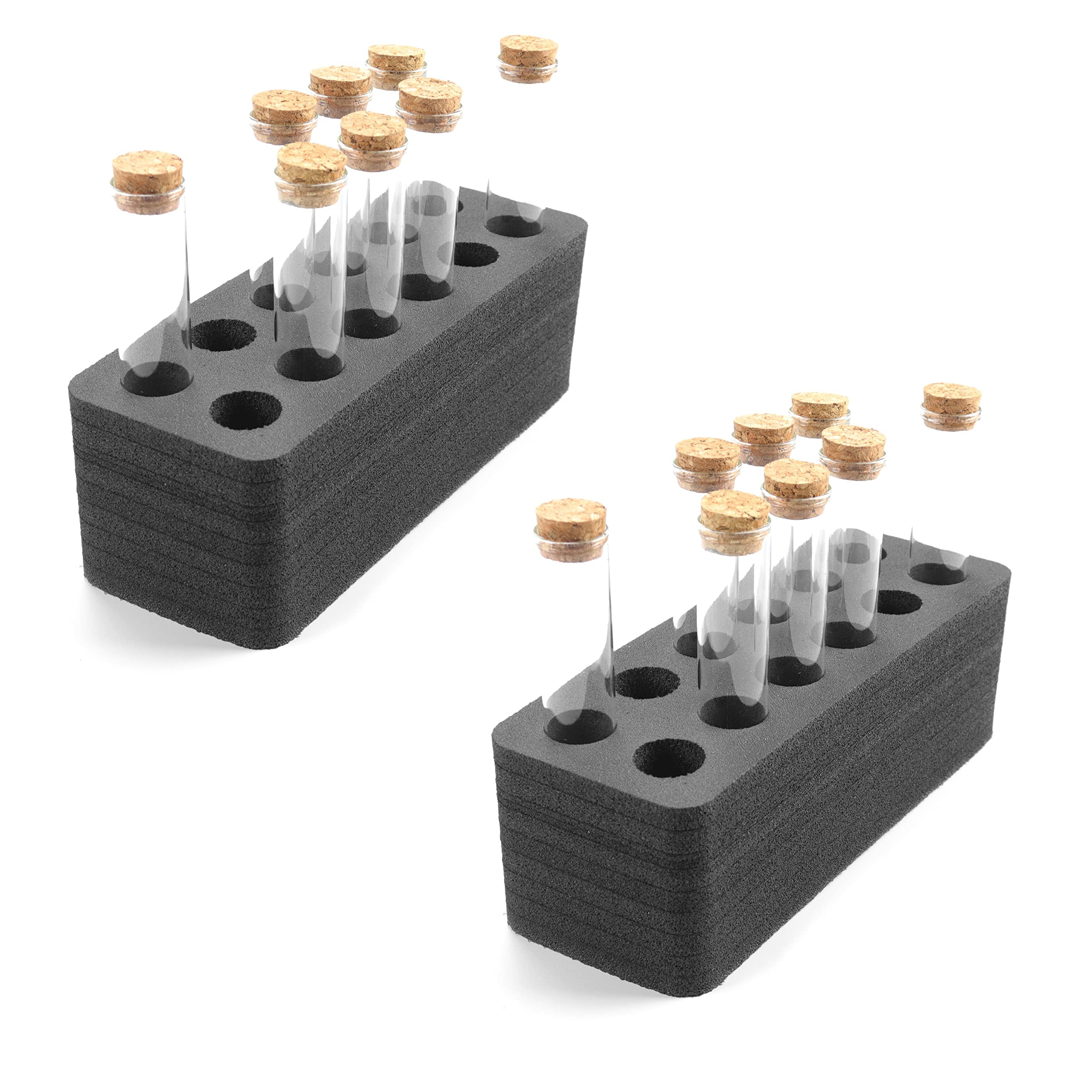 Polar Whale 2 Test Tube Racks Durable Black Foam Storage Holder Organizer Stand Transport Holds 12 Tubes Fits up to 25mm Diameter