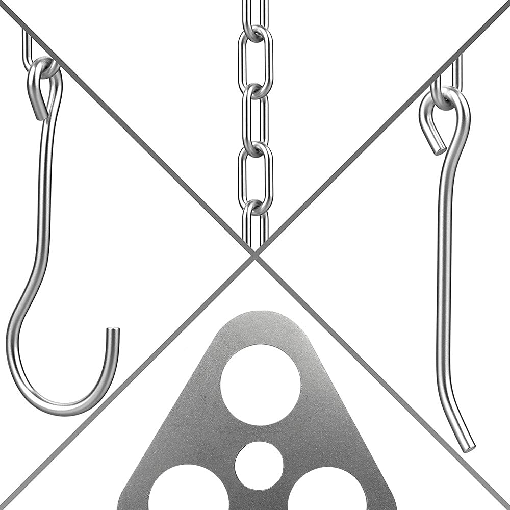 SI FANG Camping Tripod Grill Board, Turn Branches into Campfire Tripod, Radiate Portable Stainless Steel Campfire Support Board with Adjustable Chain for Hanging Cookware Outdoor Camp Tripod Cooking