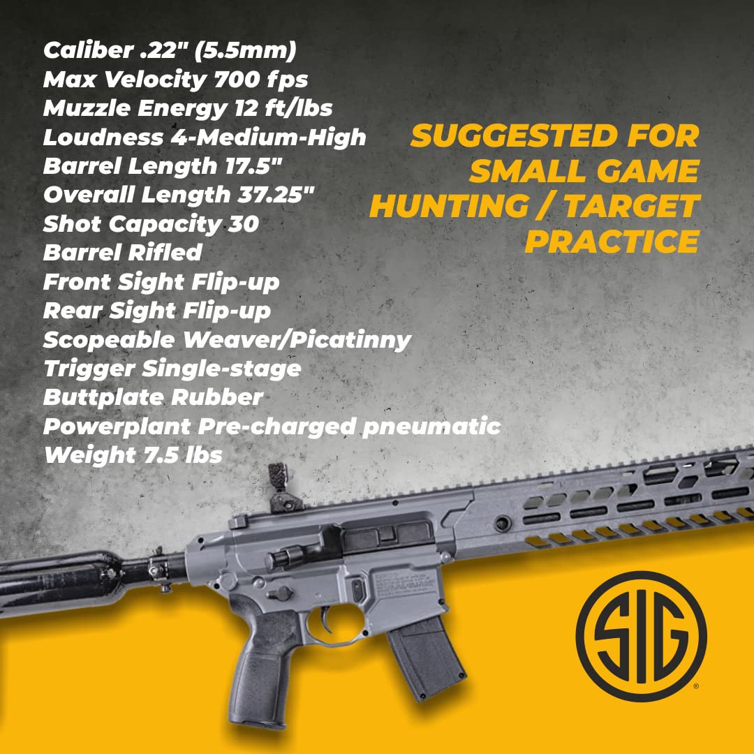 Sig Sauer Virtus .22 Cal PCP Air Rifle with 3-9x40 Riflescope w/Rings Set, Spare Mag (w/3belts), Lens Cleaning Pen and .22 x250 Pellets Bundle