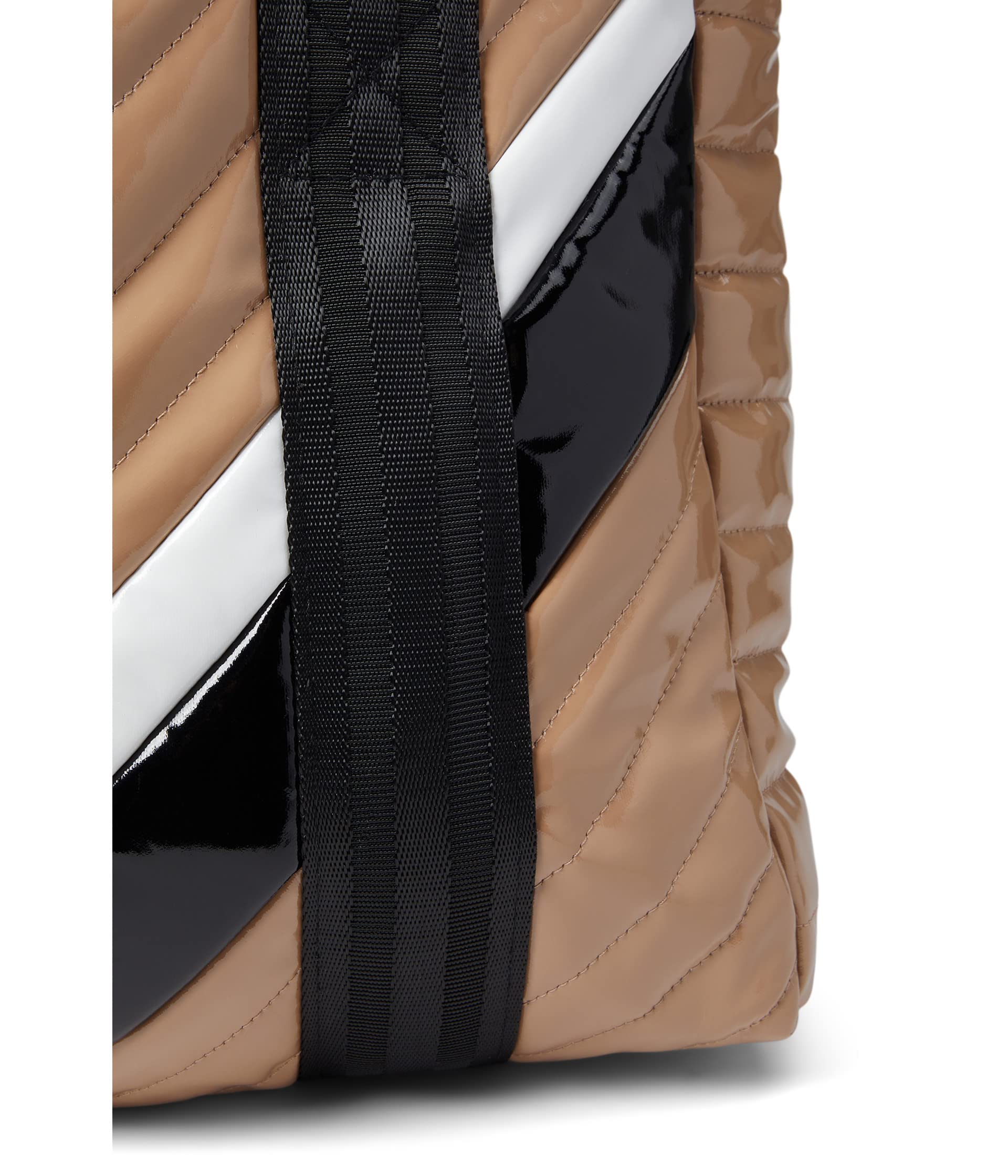 Think Royln Telluride Chevron Tote - Large Nude Patent/Black/White V Color-Block One Size