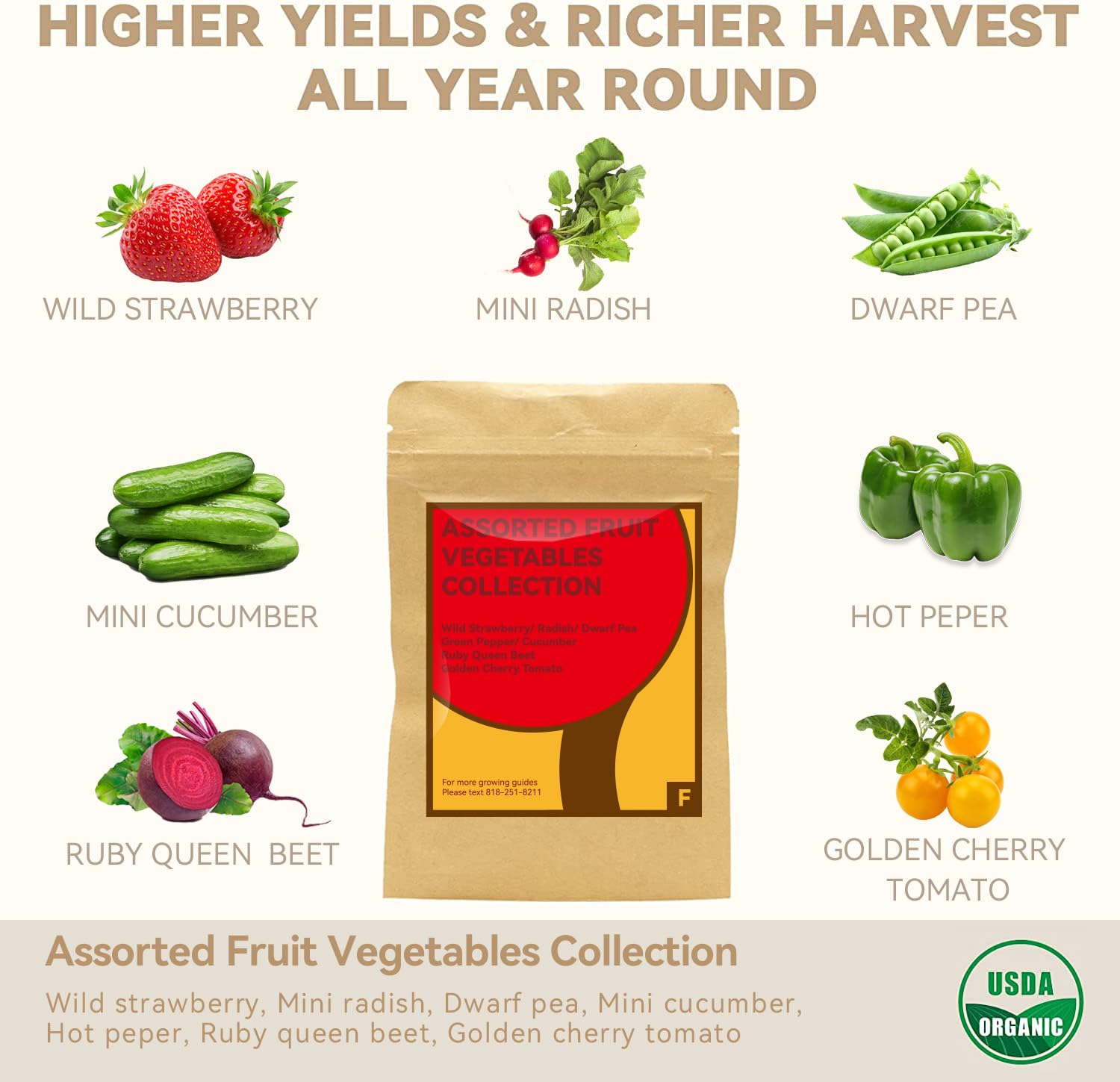 Seeds with Pod Kit Assorted Fruit & Vegetable for Aero, inbloom 5 Pods Hydroponics Growing System, 7-Pods (350+ Seeds Included Strawberry,Cherry Tomato,Dwarf Pea,Pepper,Radish,Beet,Cucumber)