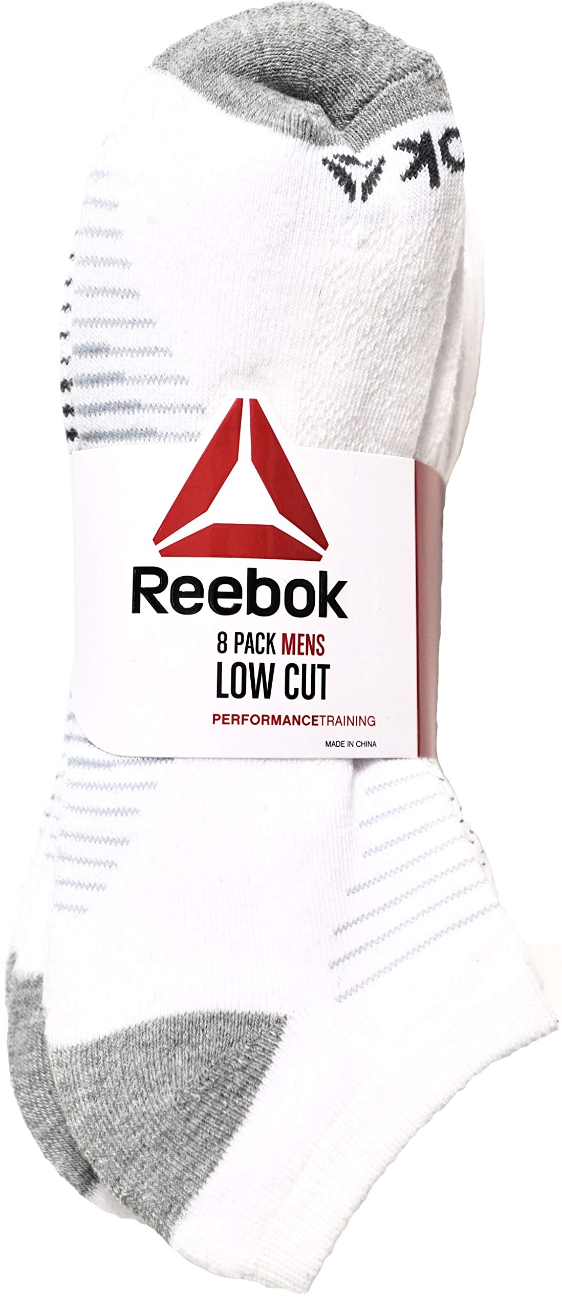 Reebok Men's Low-Cut Socks Performance Training 8 Pairs, Size 10-13 (White)