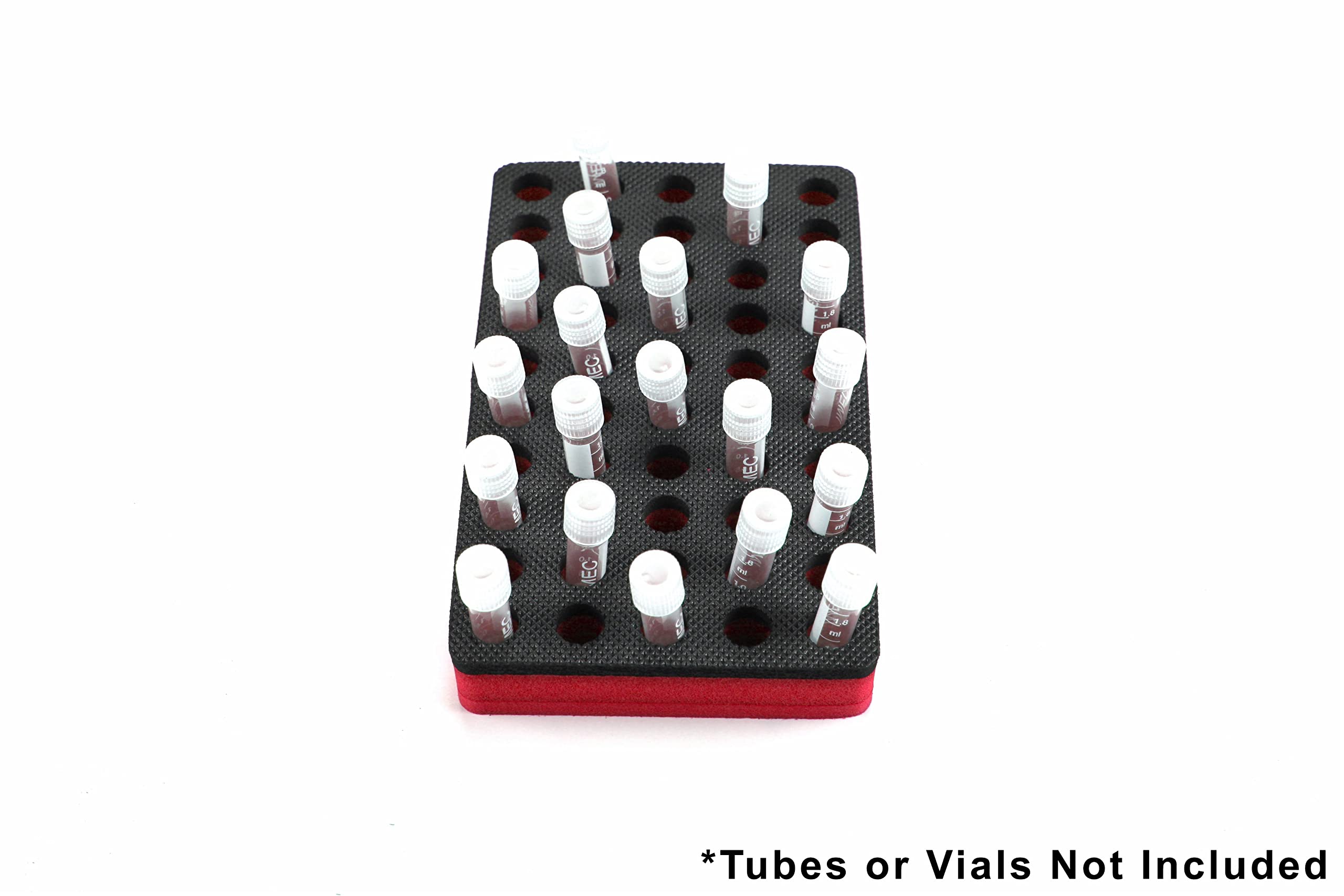 Polar Whale Cryogenic Vial Rack Durable Red and Black Foam Storage Holder Organizer Stand Transport Holds 50 Vials Fits up to 13mm Diameter