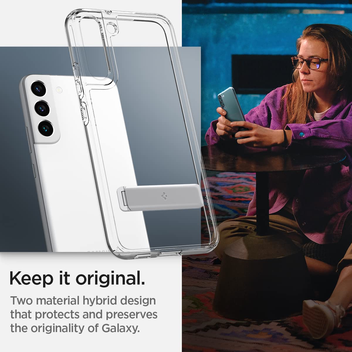 Spigen Ultra Hybrid S Designed for Galaxy S22 Plus Case (2022) - Crystal Clear