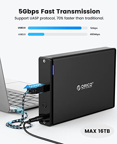 ORICO 3.5'' Hard Drive Enclosure for HDD/SSD USB 3.0 to SATA Vertical External Hard Drive Docking Station Support UASP Up to 16 TB-7688U3