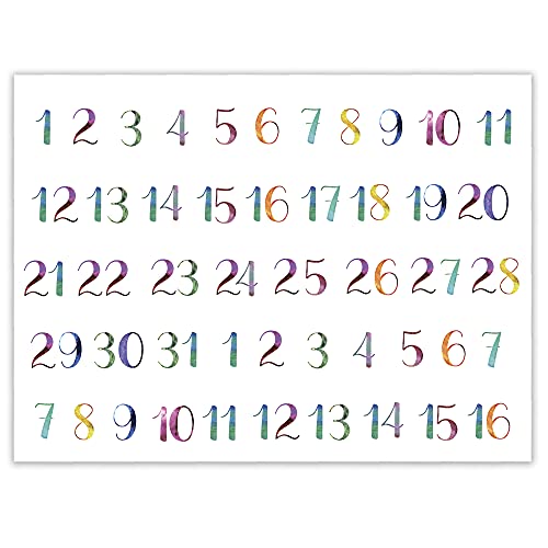 Watercolor Months, Watercolor Stickers, Watercolor Numbers, Watercolor Days of the Week, Sticker Kit, Sticker Set, Sticker Pack