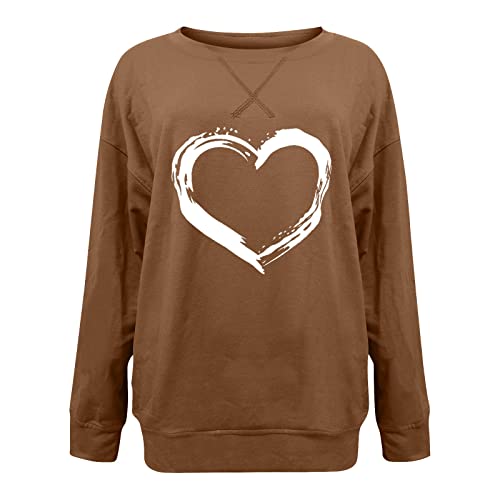 Women's Fashion Printing Sweatshirt Round Neck Long Sleeve Cute Blouses Casual Autumn and Winter Pullover