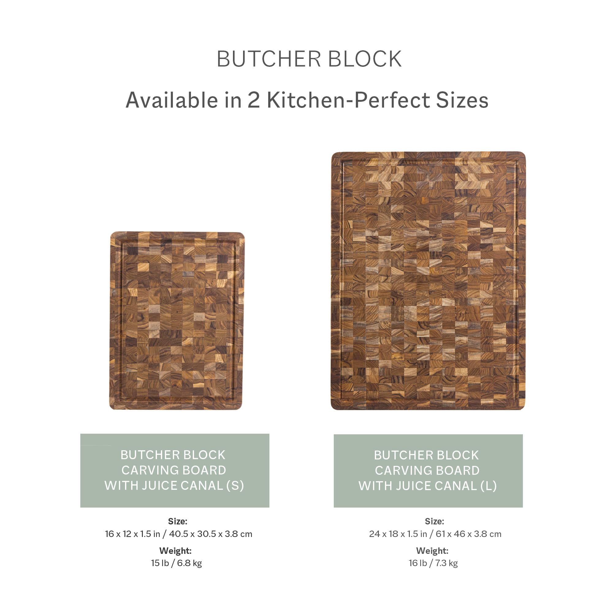 Teakhaus Butcher Block Cutting Board - Medium Thick Cutting Board with Juice Groove - Teak End Grain Wood - Knife Friendly - FSC Certified