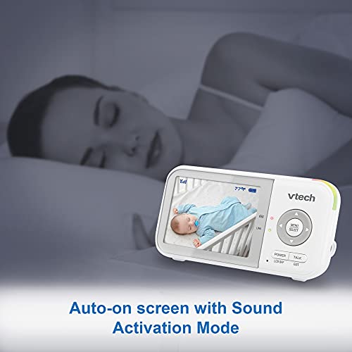 VTech VM923-2 Baby Monitor, 2.8”Screen, 1000ft Range, Pan-Tilt-Zoom, Night Vision, 2-Way Audio, Temperature Sensor, Lullabies, Secured Transmission No WiFi