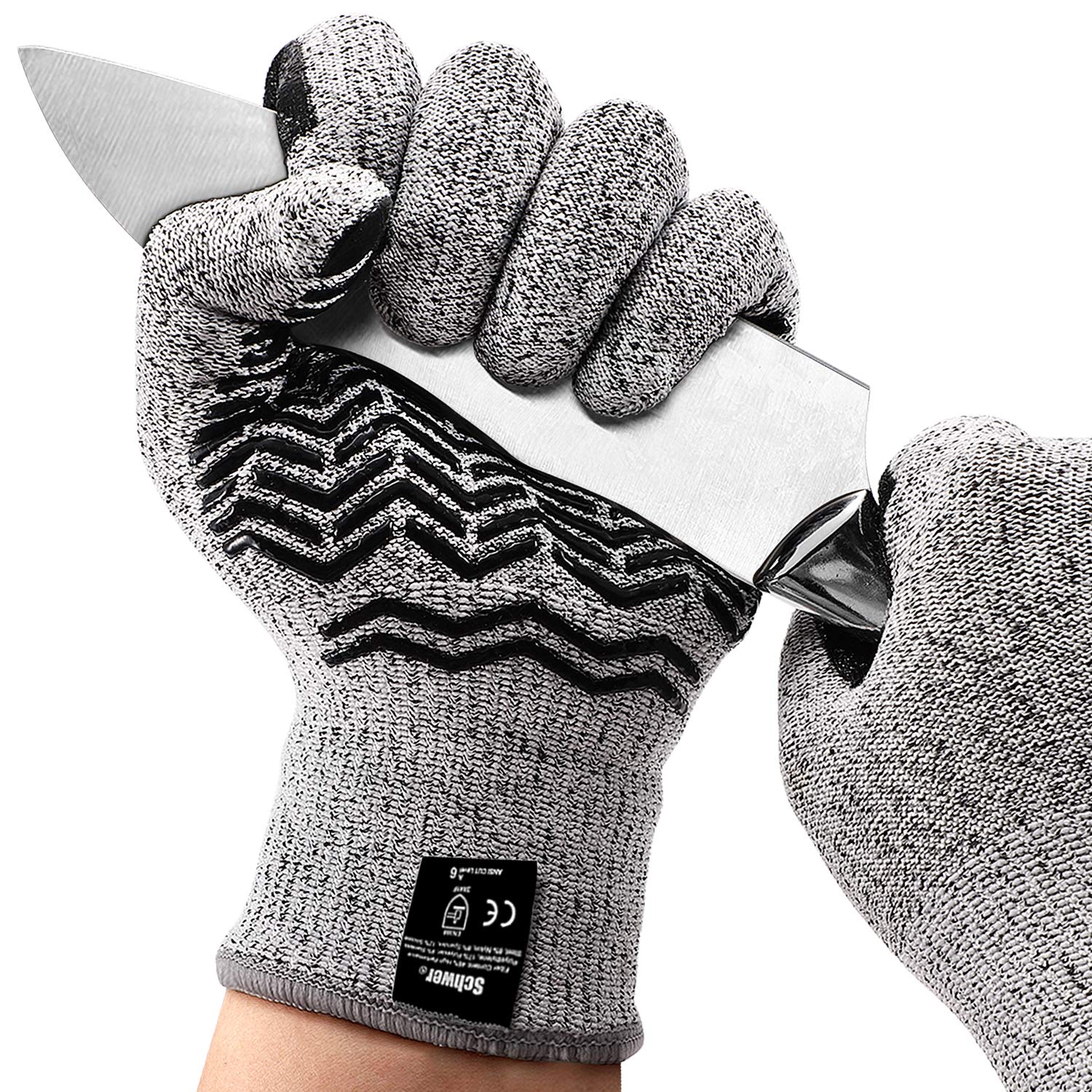 Schwer Level 5 Cut Resistant Cutting Gloves for Wood Carving Rotary Cutting Handling Glass Moving Boxes with Rubber Grip (M)