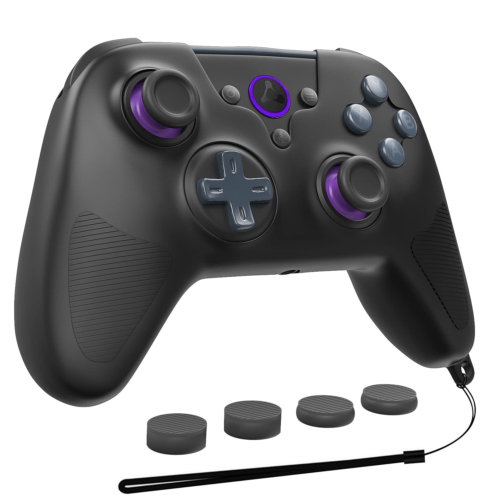 TiMOVO Silicone Cover Case for Luna Controller, Protective Skin Cover with 4 Thumb Grip Caps Dustproof Anti-Slip Anti-Scratch Handle Sleeve for Luna Game Controller, Black