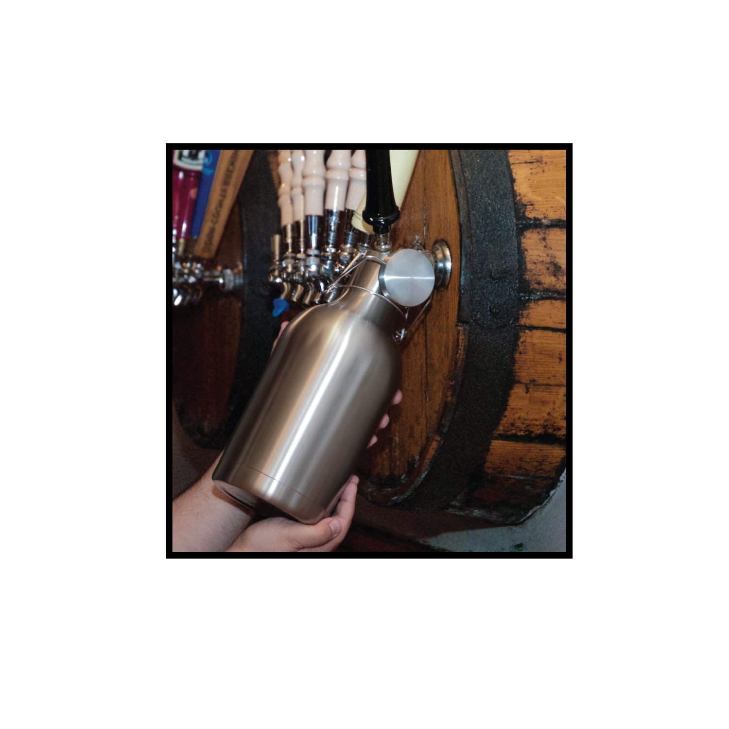 Thirsty Rhino Remba, 64 oz Stainless Steel Beer Growler Jug, Brushed Silver (Set of 1)