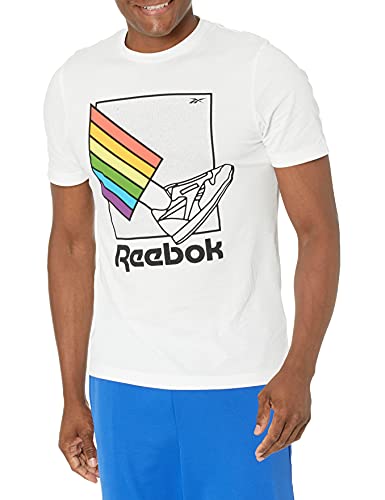 Reebok Men's Standard Tee, White/Pride Graphic, Medium