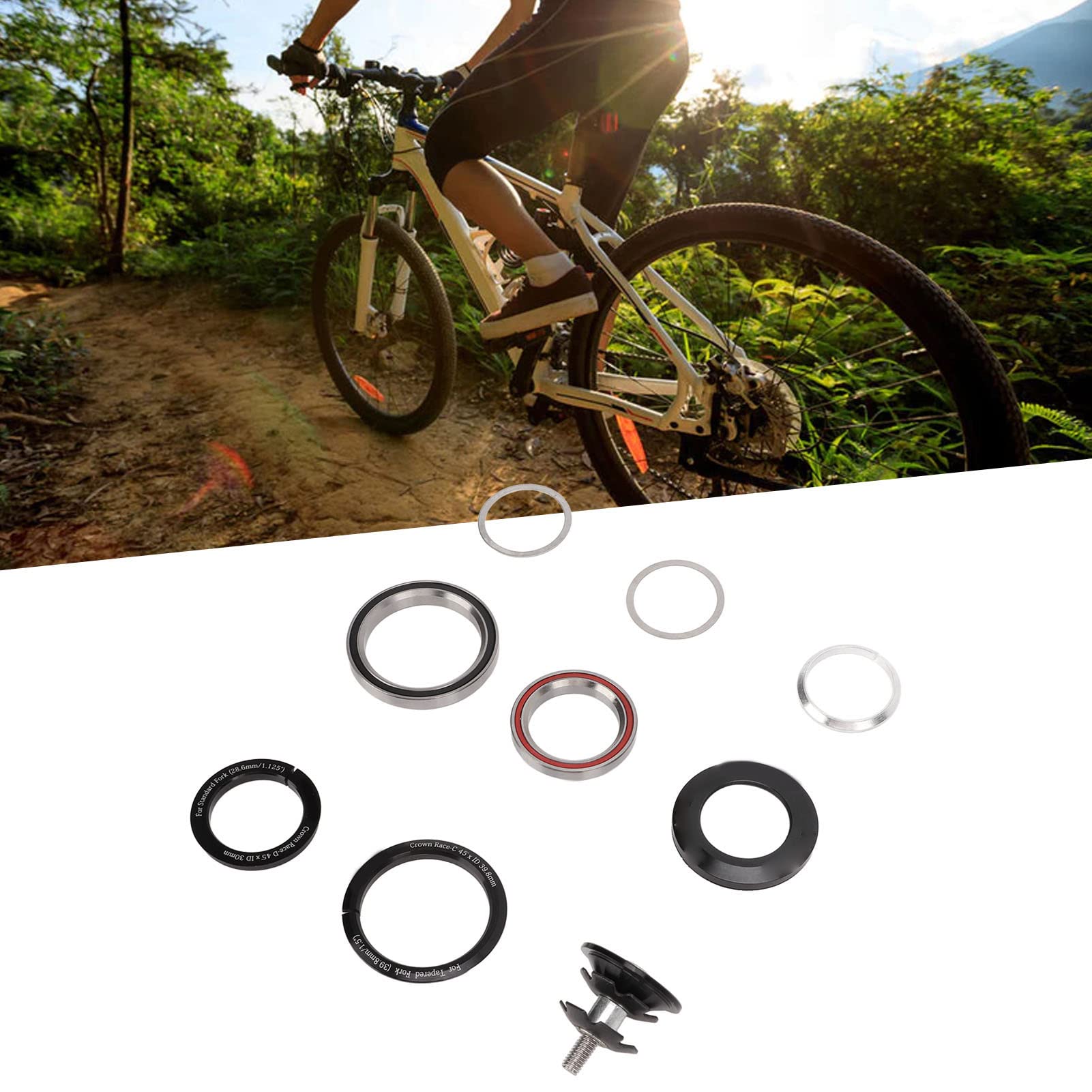 Uxsiya Headset Bearings, Tapered Headset Anodized Coloring for Road Bike