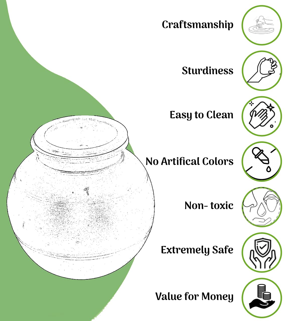 Village Decor Handmade Earthen Clay Water Pot with Lid and Glass (Capacity 4000 ml / 135 oz)