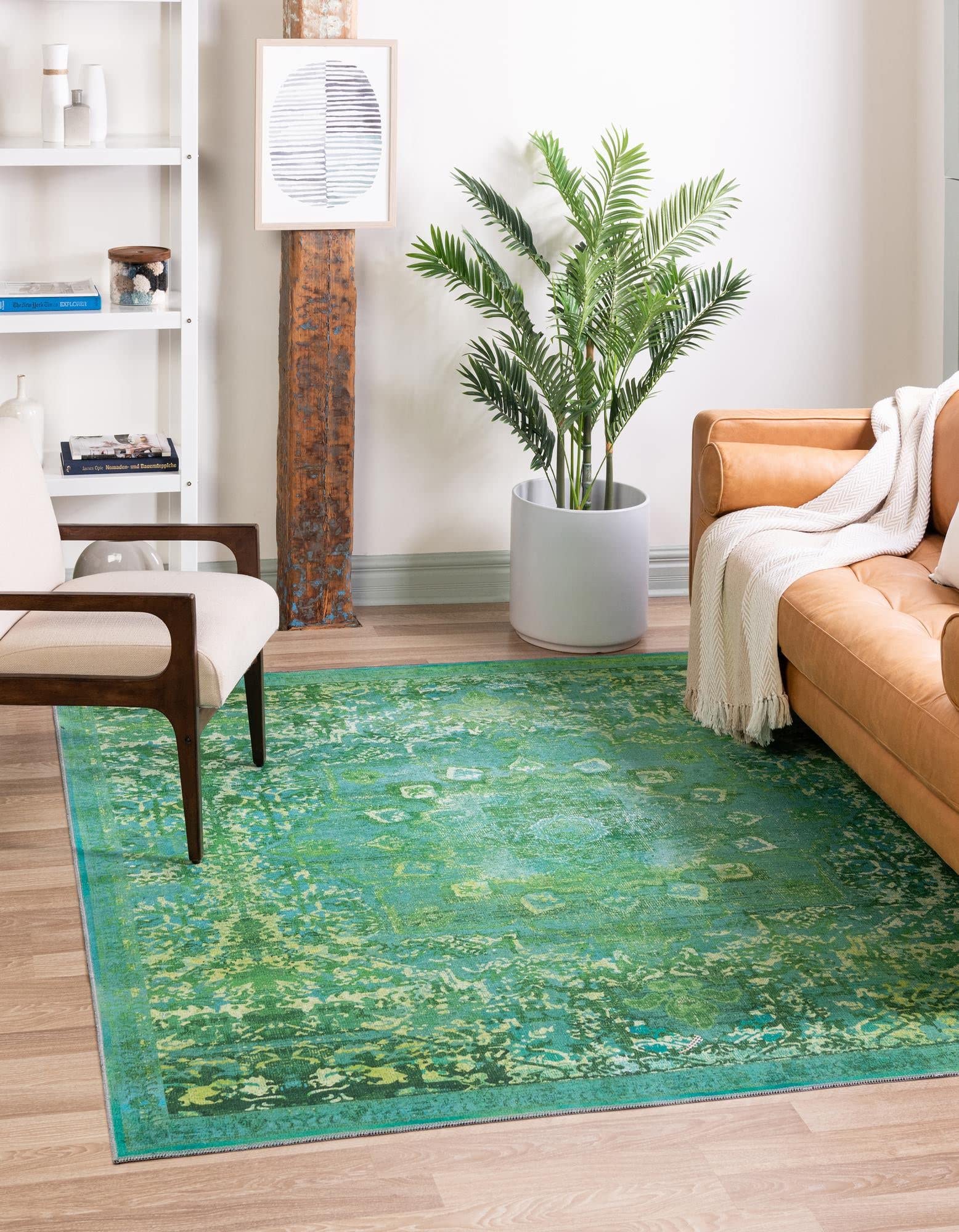 Unique Loom Renaissance Collection Area Rug - Roma (7' 3" Square, Spring Green/ Light Blue)