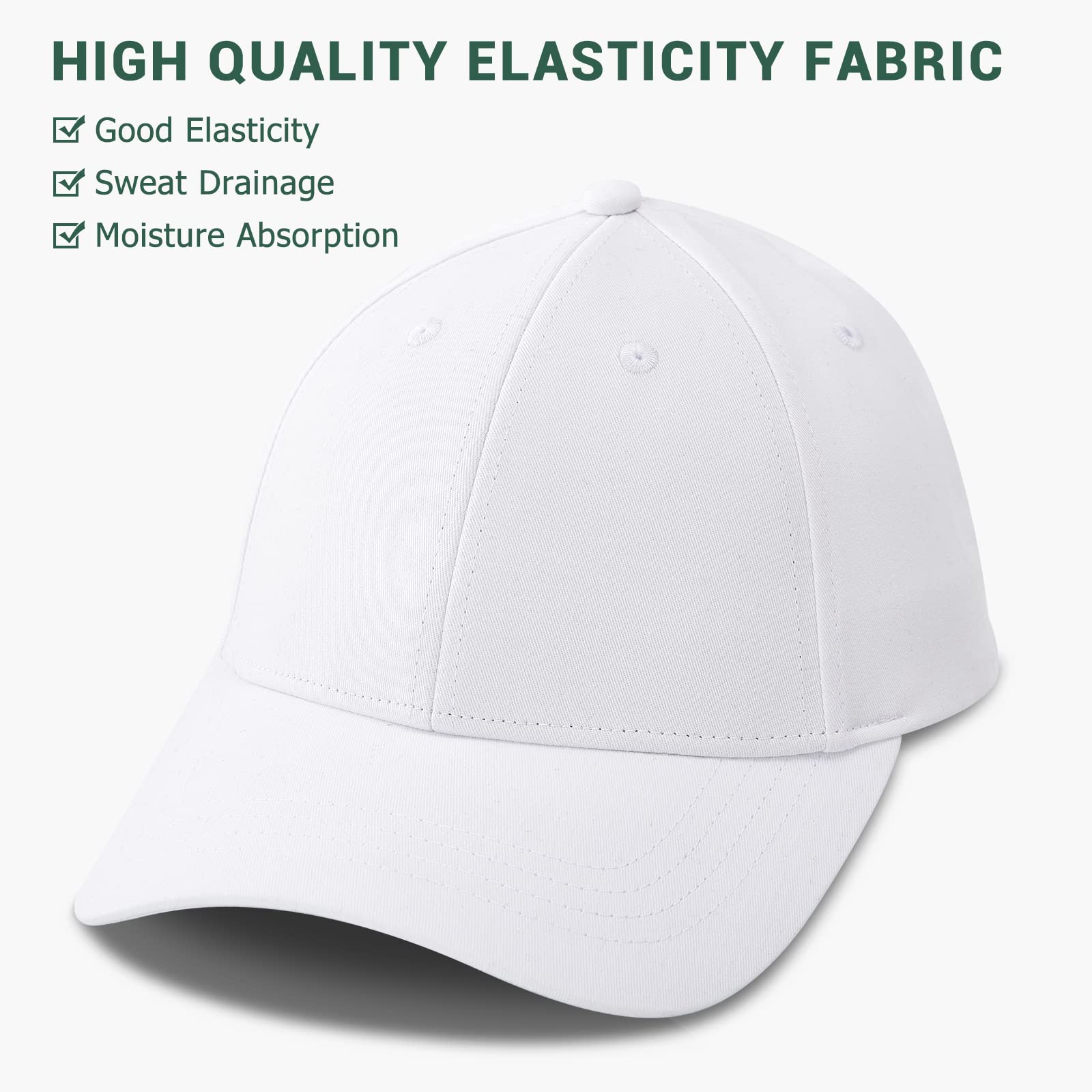 zowya Stretchy Trucker Hat Mesh Baseball Cap Adjustable Snapback Closure Hats for Men Women Comfortable Breathable (White)