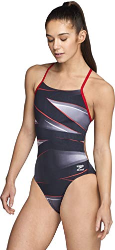 Speedo Women's Standard Swimsuit Piece Endurance The One Printed Team Colors, Infinite Red, 34