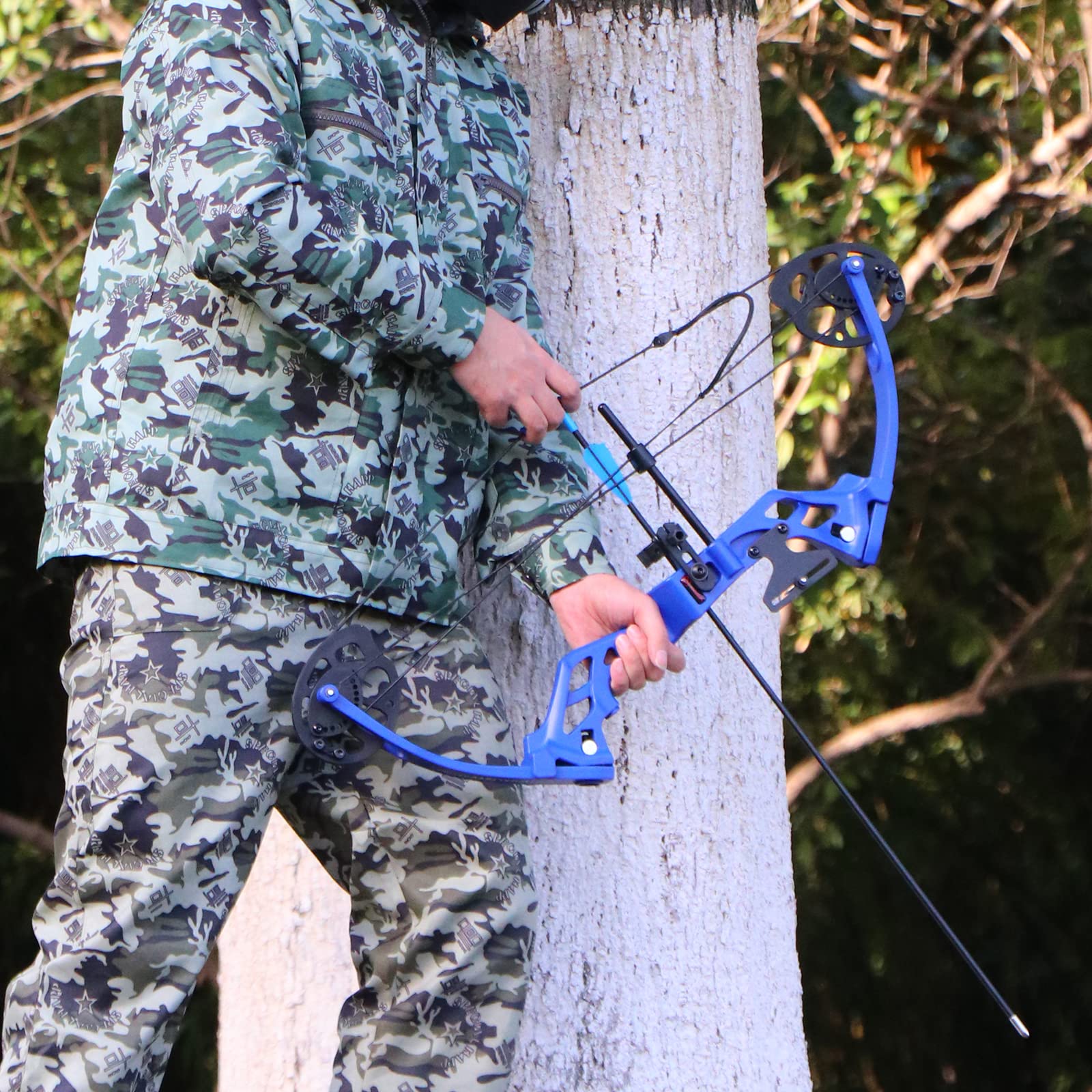 WUXLISTY Compound Bow and Archery Sets for Youth and Beginners, Right Hand Bow and Arrow for Kids 8-12, Practice Bow Kit 16-20 lbs Draw Weight, 17.3"-26" Draw Length, Lightweight Design, Blue
